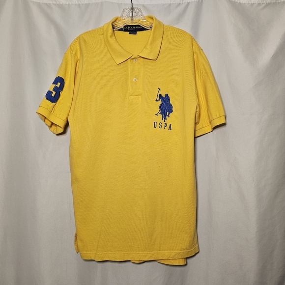 U.S. Polo Assn. | Shirts | Us Polo Assn Mens Cotton Yellow Polo Shirt Wblue Big Pony Logo3 Size ...